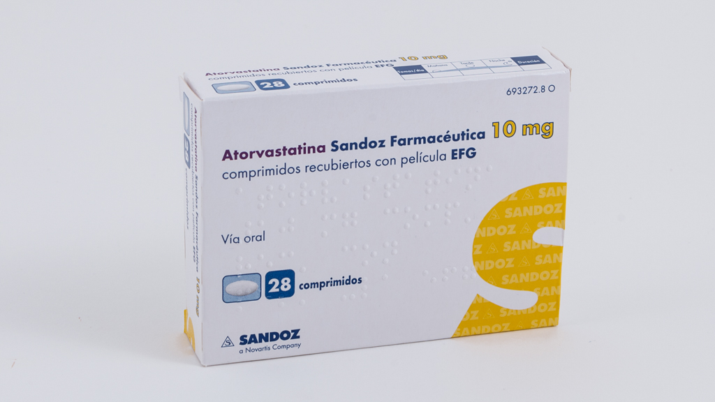 ATORVASTATINA SANDOZ FARMACEUTICA EFG 10 mg 28 COMPRIMIDOS RECUBIERTOS - Farmacéuticos